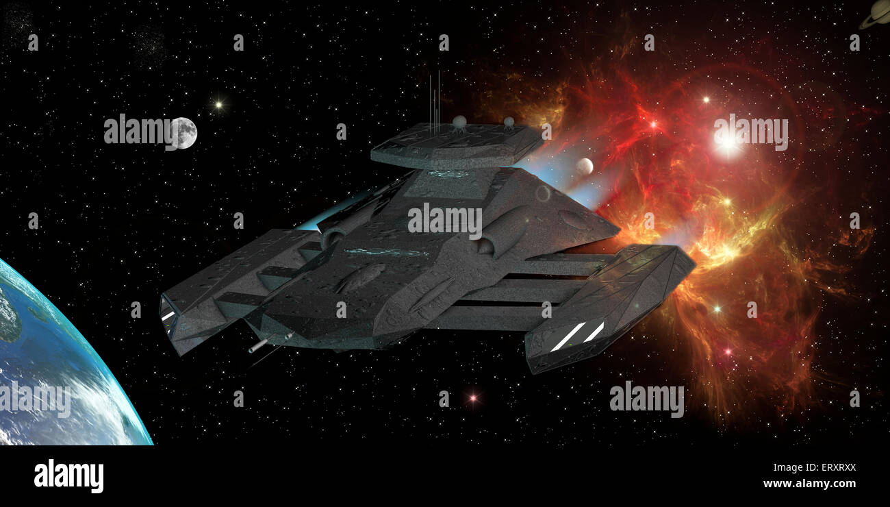Star Destroyer in deep space 3d rendering Stock Photo - Alamy