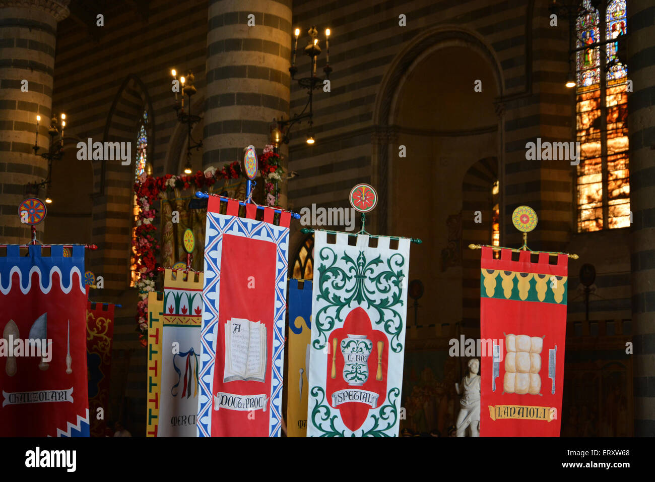 Banners in the cathedral hi-res stock photography and images - Alamy