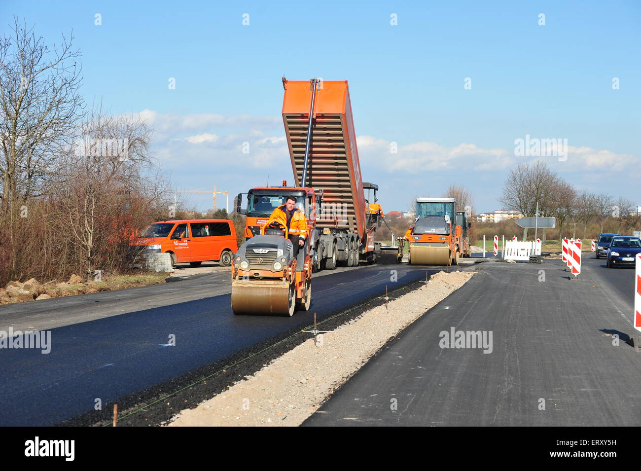 Road construction in Germany Stock Photo - Alamy