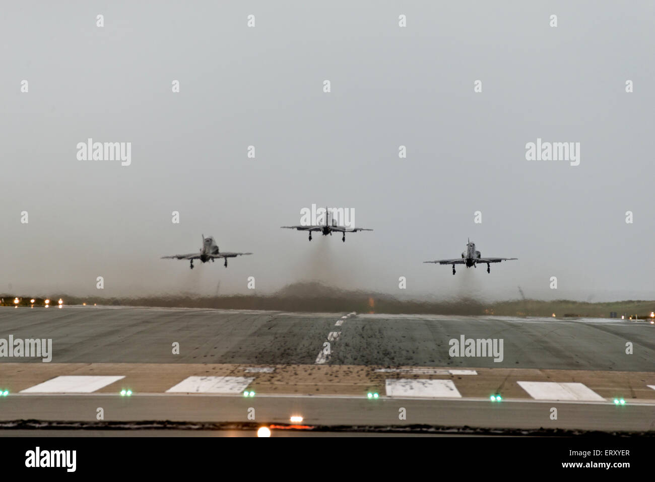 Raf Valley Hawk fast jet arrival Anglesey North Wales Uk exhaust heat ...