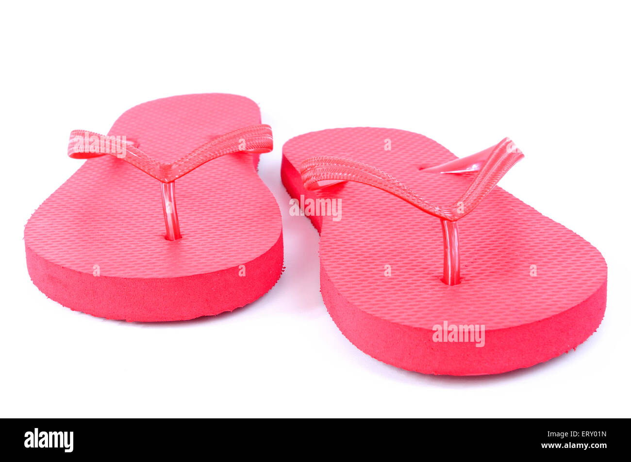 Flip flops red photographed in studio on white background Stock Photo ...