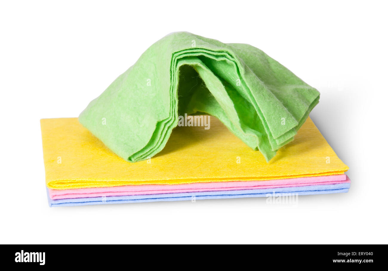 Cleaning cloths crumpled on top isolated on white background Stock ...