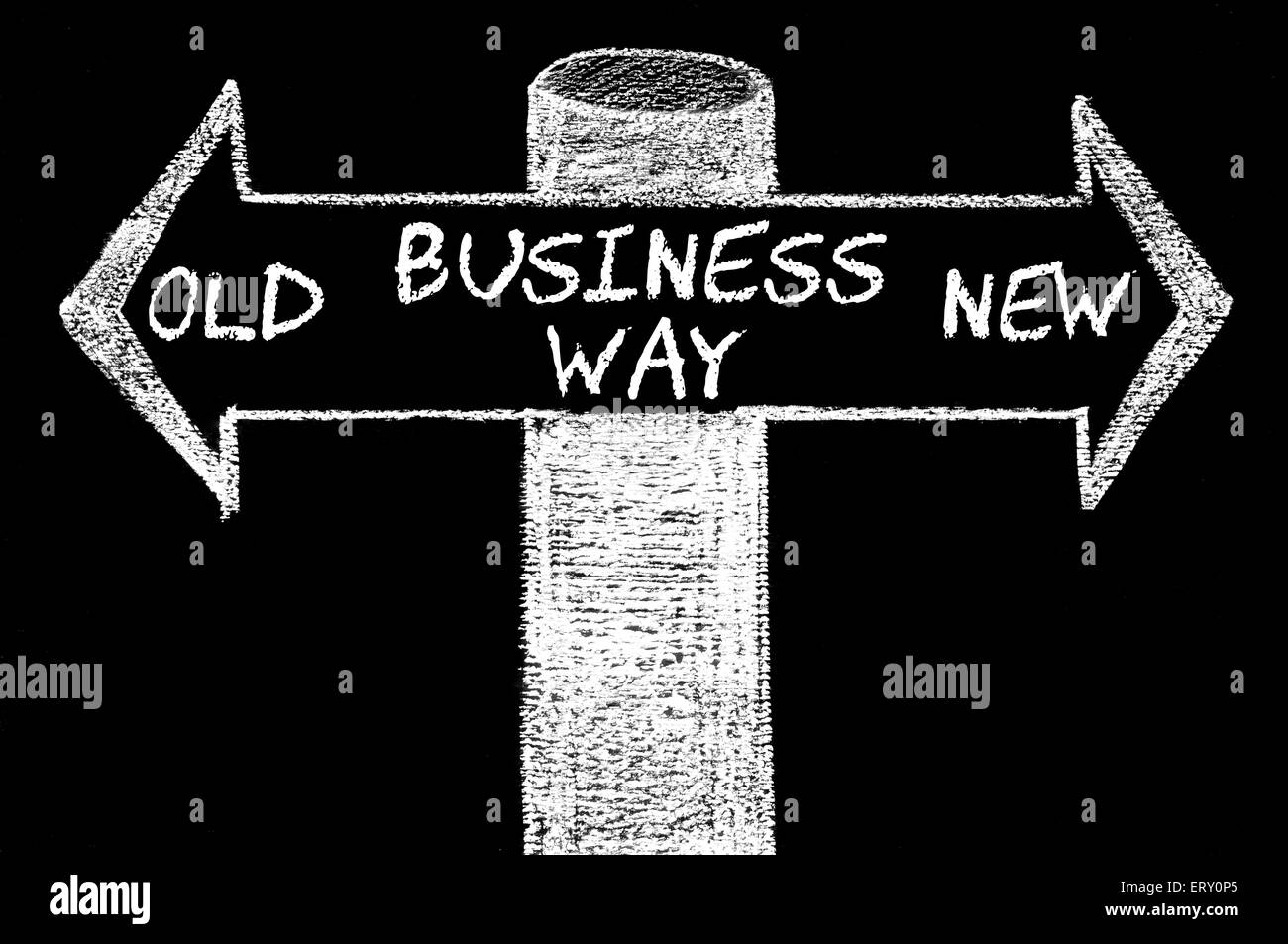Opposite arrows with Old versus New Business Way. Hand drawing with ...