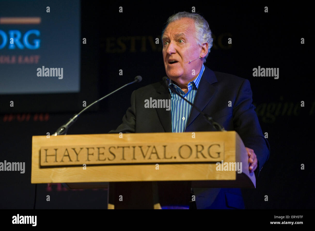 Peter Hain former Labour MP speaking on stage at Hay Festival 2015 ...