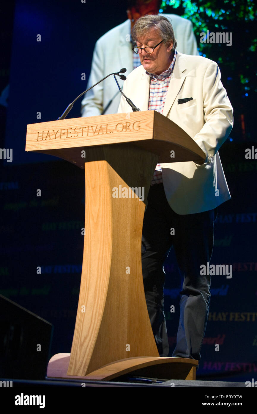 Stephen Fry reading at Letters Live event at Hay Festival 2015 Stock ...