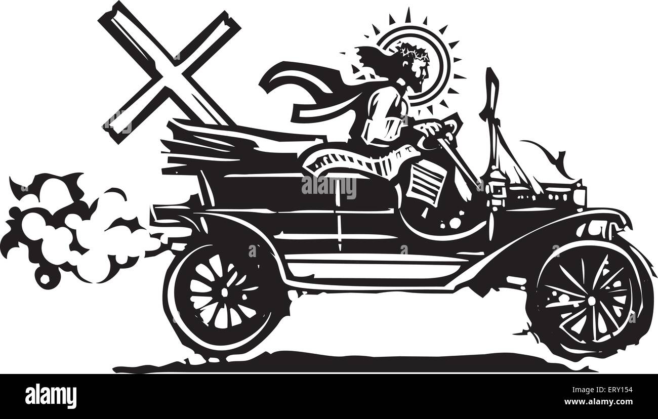 Riding in antique car Stock Vector Images - Alamy