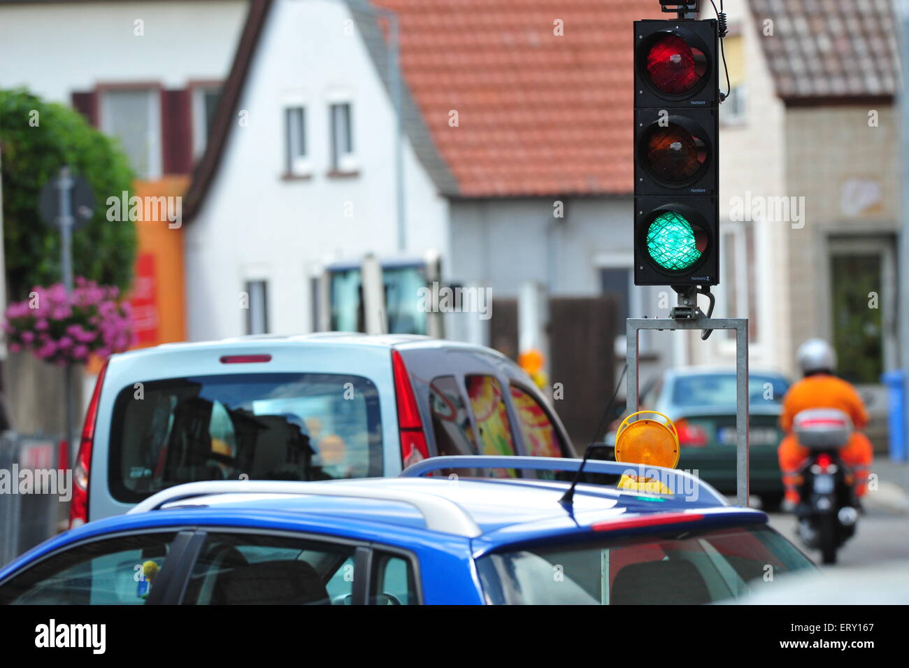 Traffic lights at german road construction site Stock Photo - Alamy