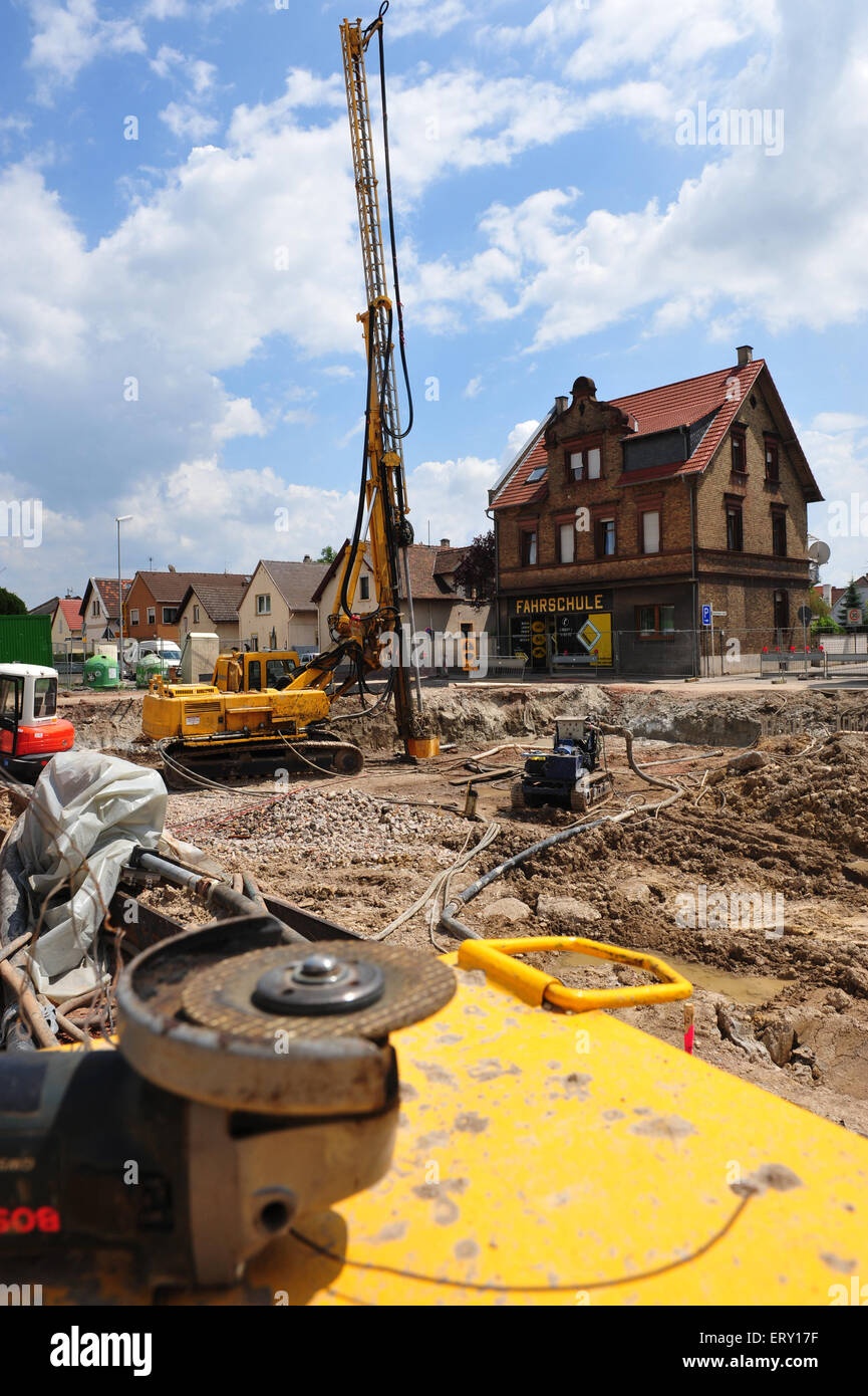 Construction site with yellow machines Stock Photo - Alamy