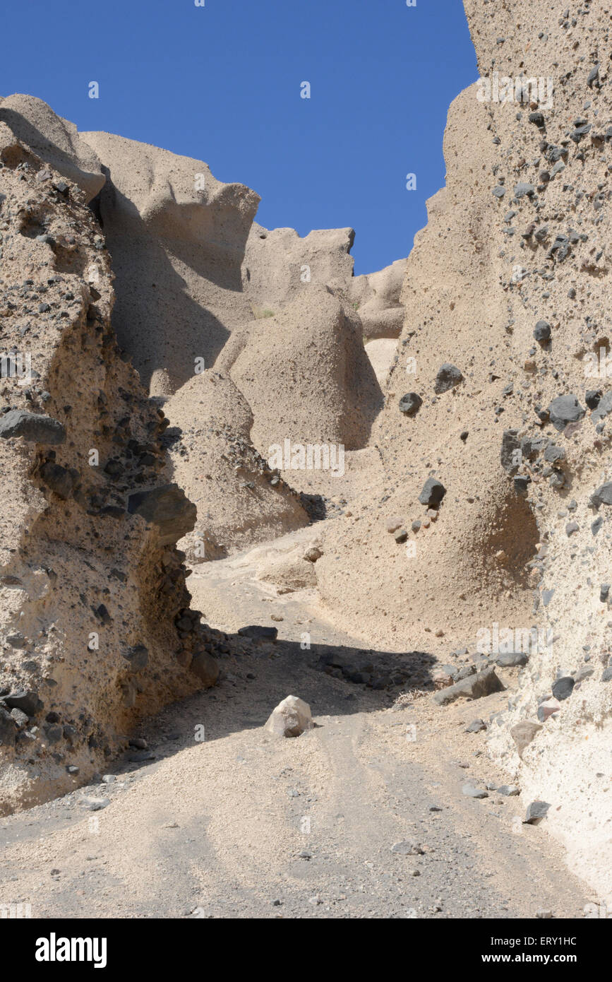 Unusual rock formations at Eros beach, Akrotiri, Santorini, Greece ...