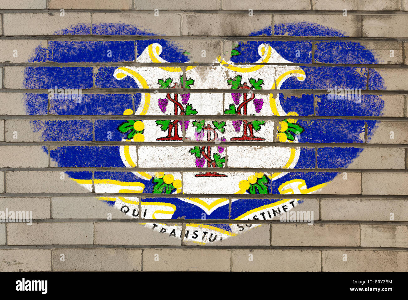 heart shaped flag in colors of connecticut on brick wall Stock Photo ...