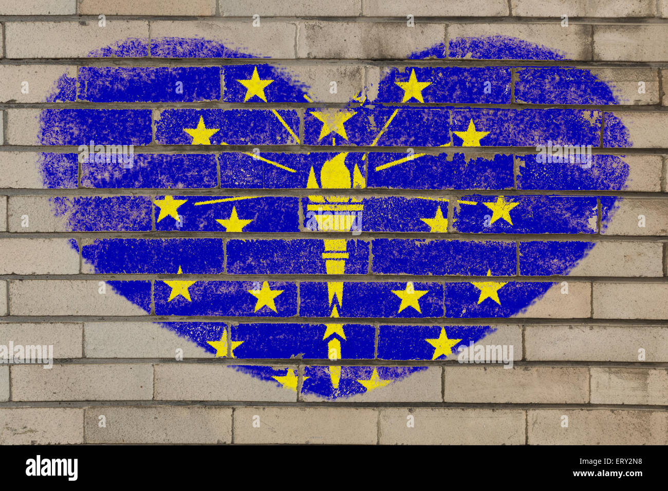 heart shaped flag in colors of indiana on brick wall Stock Photo - Alamy