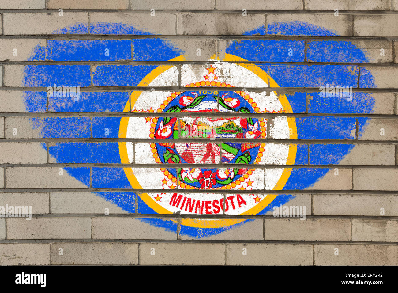 heart shaped flag in colors of minnesota on brick wall Stock Photo - Alamy