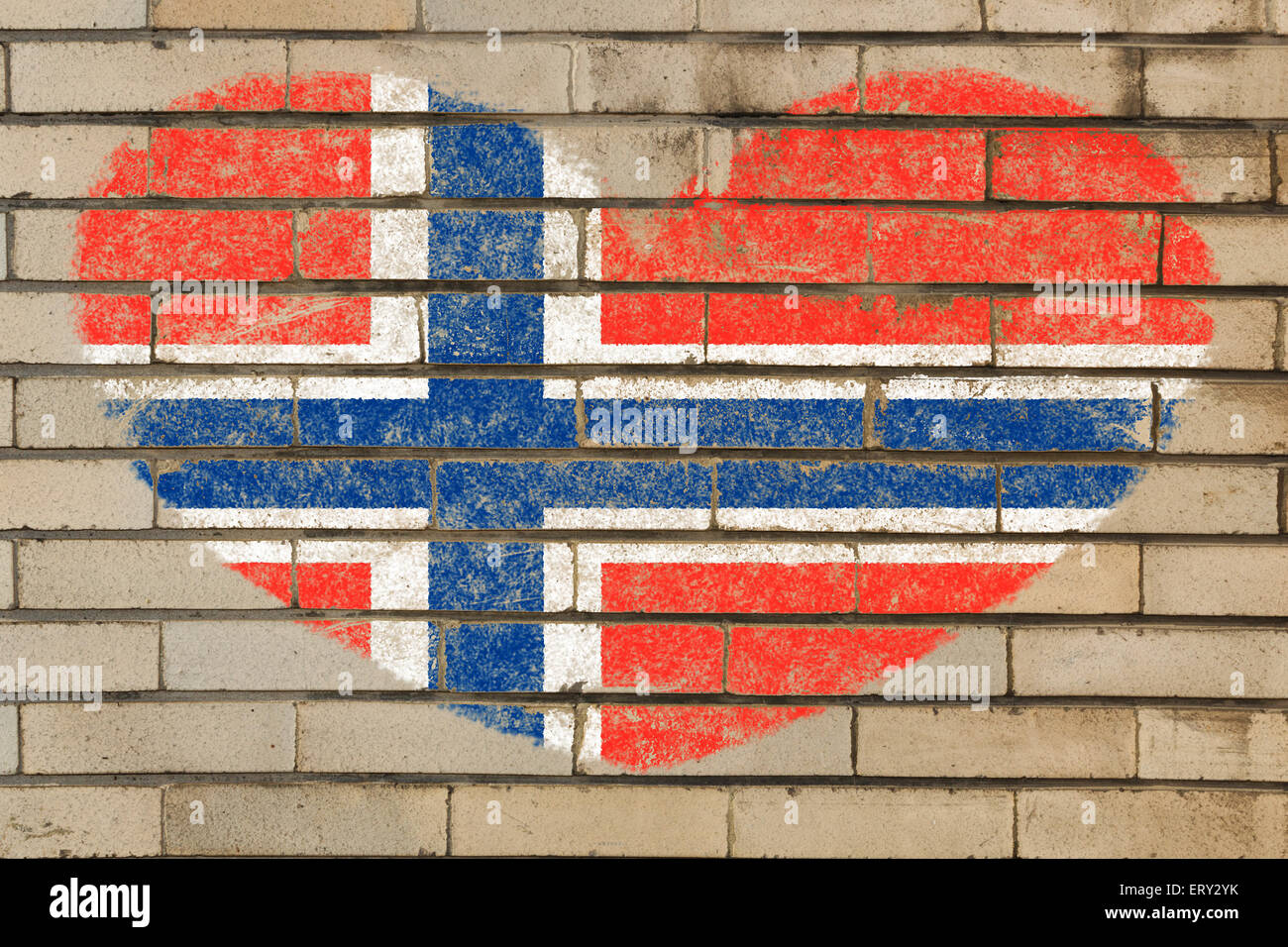 heart shaped flag in colors of norway on brick wall Stock Photo - Alamy