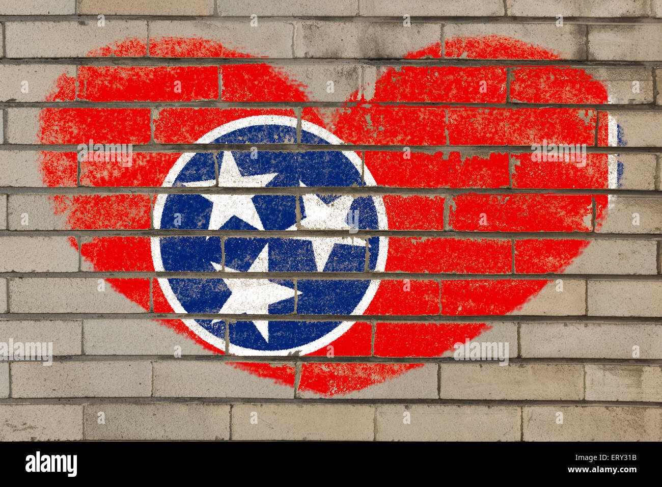 heart shaped flag in colors of tennessee on brick wall Stock Photo - Alamy