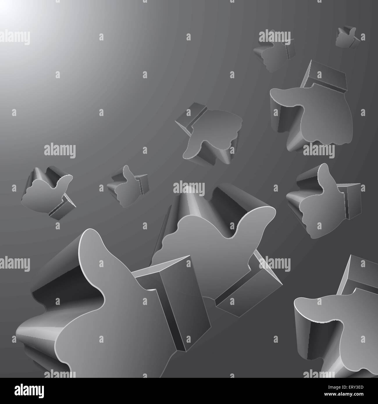 Flying 3d "Like" symbols on grey background. RGB EPS 10 vector Stock ...