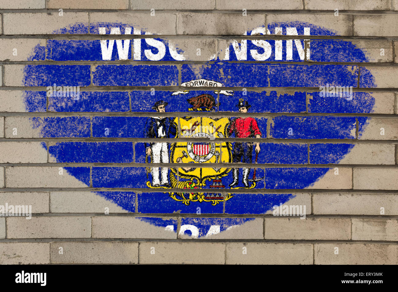 heart shaped flag in colors of wisconsin on brick wall Stock Photo - Alamy