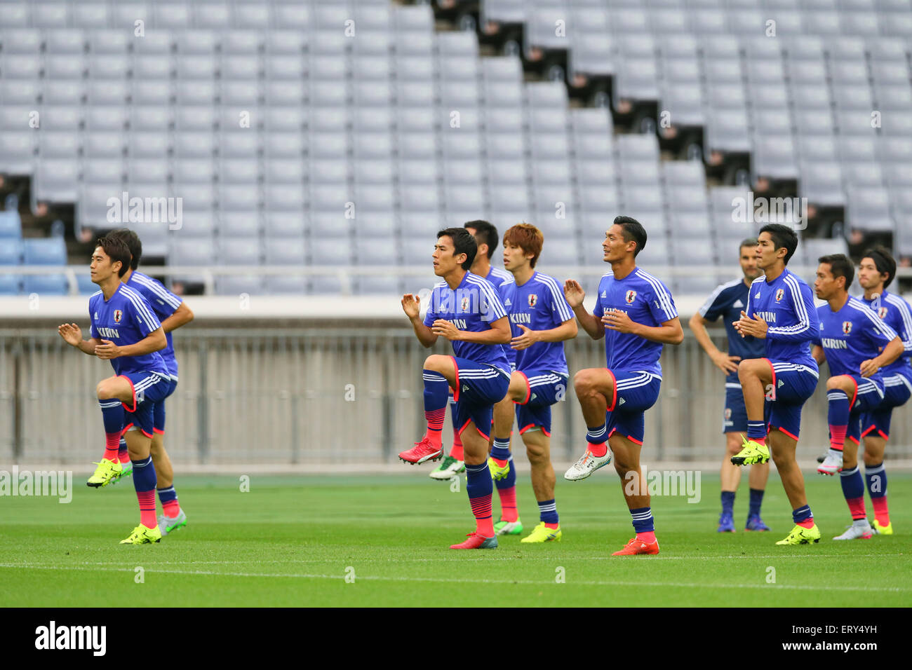 Kanagawa, Japan. 9th June, 2015. Japan team group (JPN) Football/Soccer ...