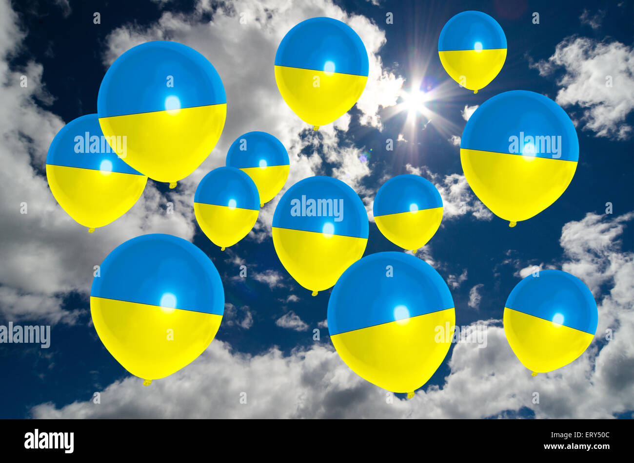 Flying ukrainian flag sun hi-res stock photography and images - Alamy