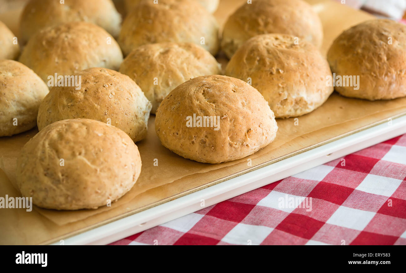 Freshly baked whole wheat rye bread rolls Stock Photo - Alamy