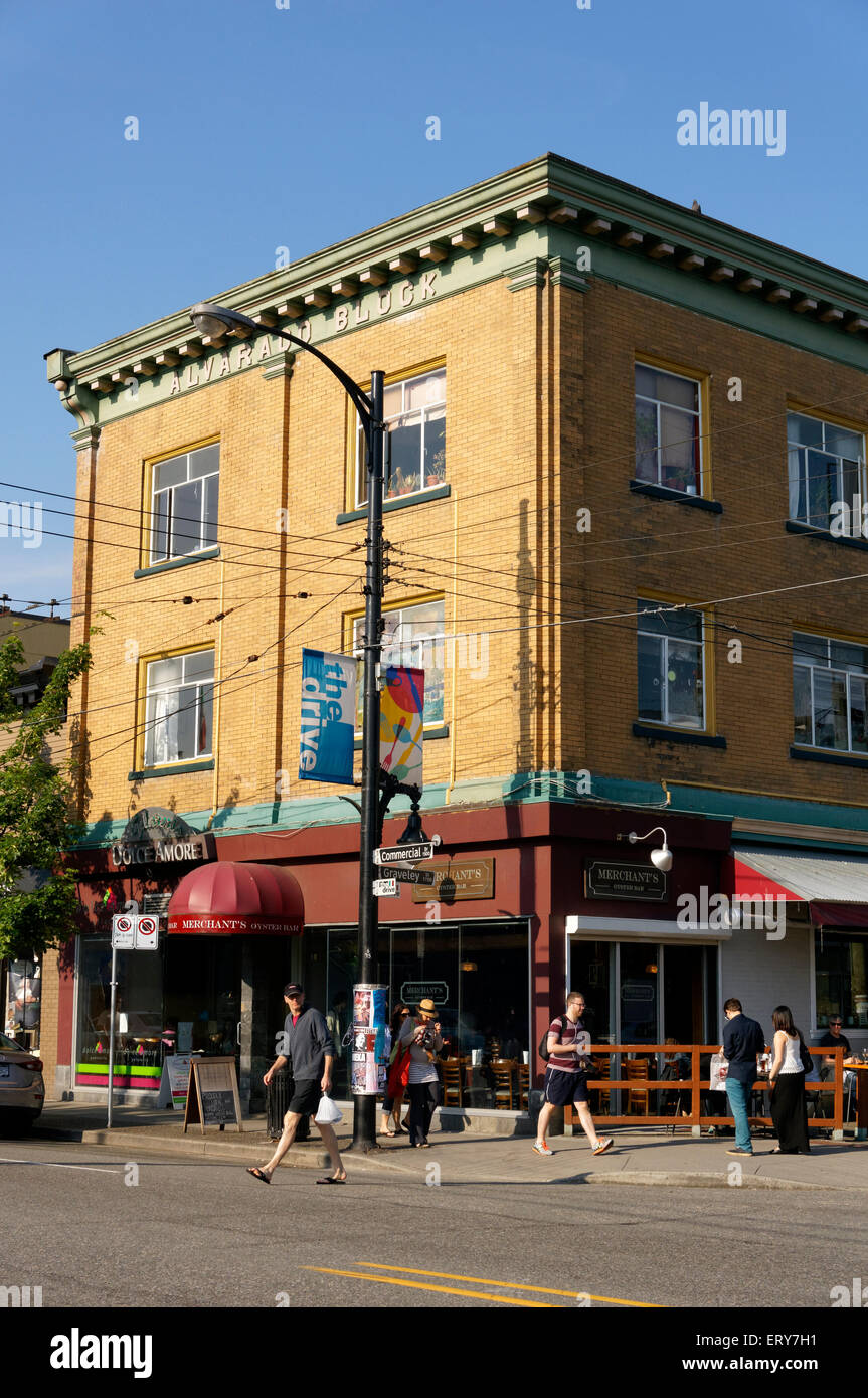 People and Alavardo Block building on Commercial Drive in Vancouver, BC ...