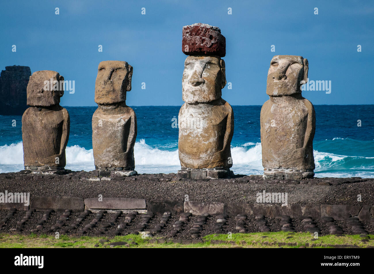 Moai statues on Easter Island Stock Photo - Alamy