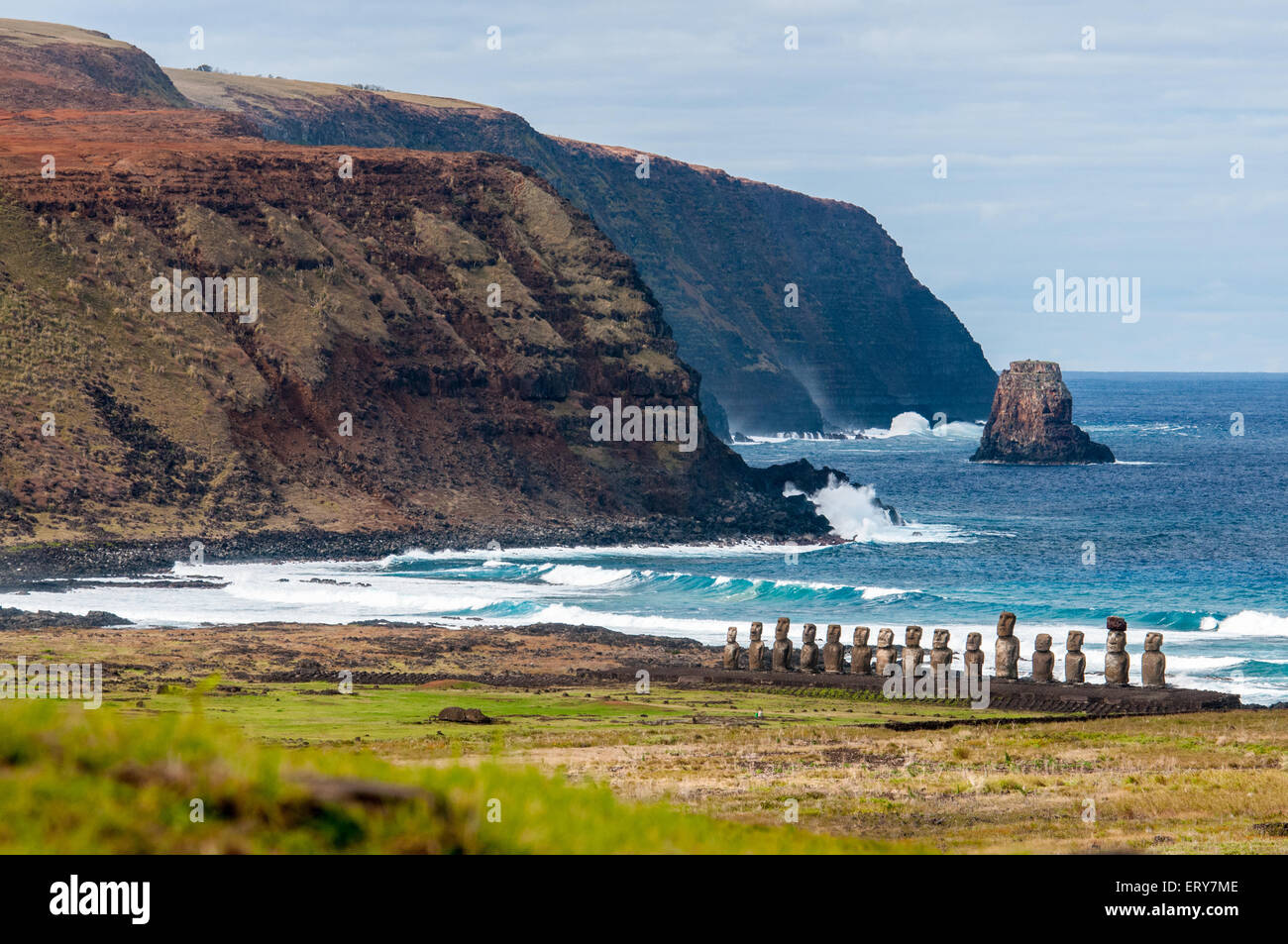 Moai statues on Easter Island Stock Photo - Alamy