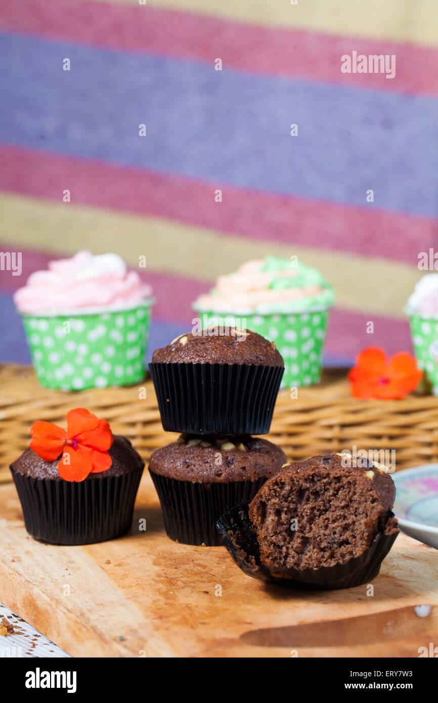 Indonesian Food chocolate cup cake with nut Stock Photo - Alamy