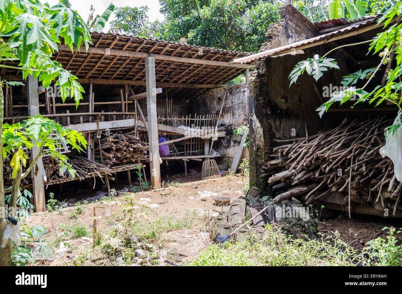 several stacks of old wood, [east java] indonesia Stock Photo - Alamy