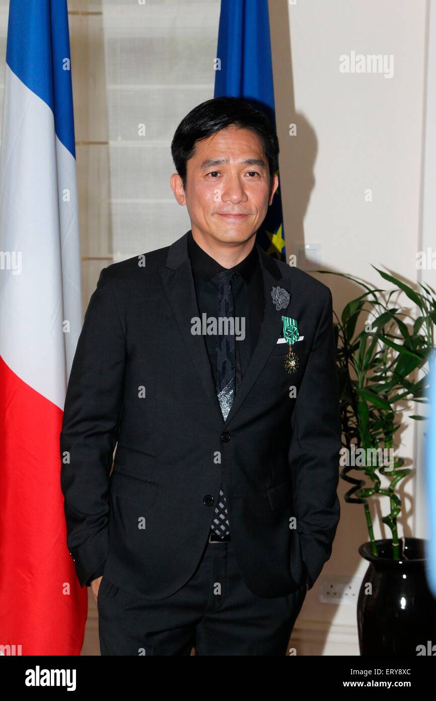 Hongkong, China. 8th June, 2015. Tony Leung couple attend an art medal ...