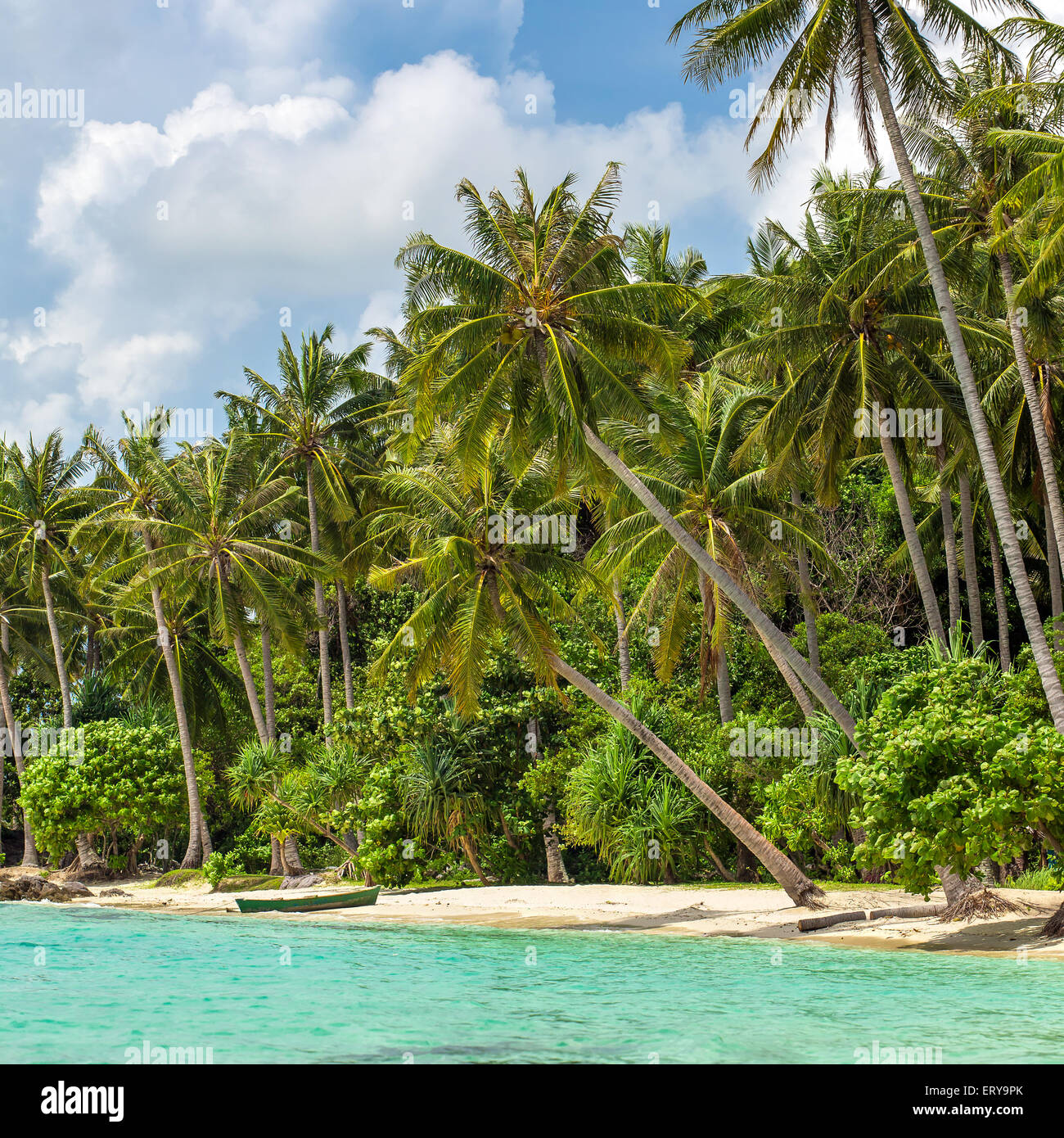 Boat on the beautiful tropical beach on Karimunjawa island, Indonesia ...
