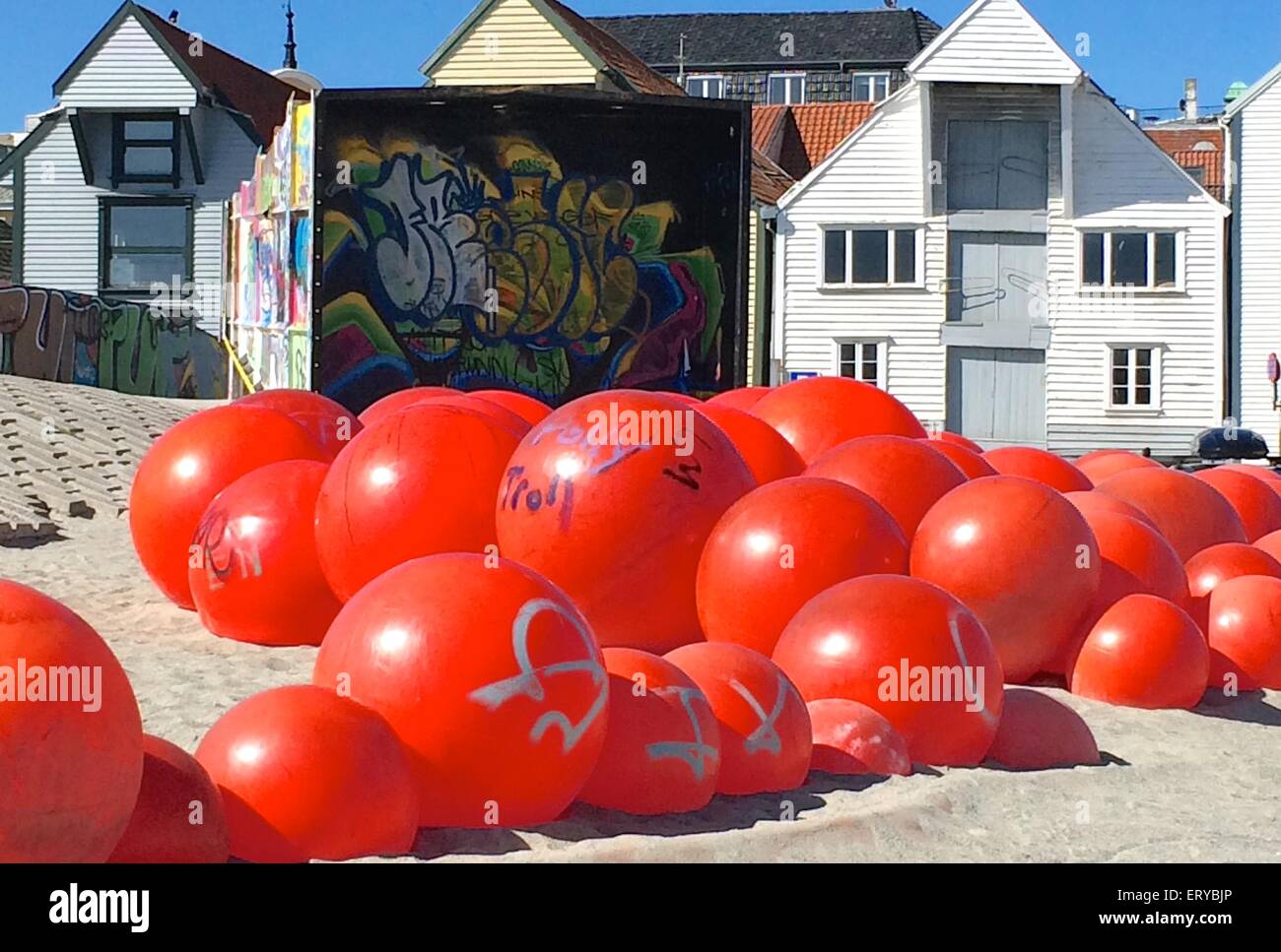 Red balls in the sunlight Stock Photo - Alamy