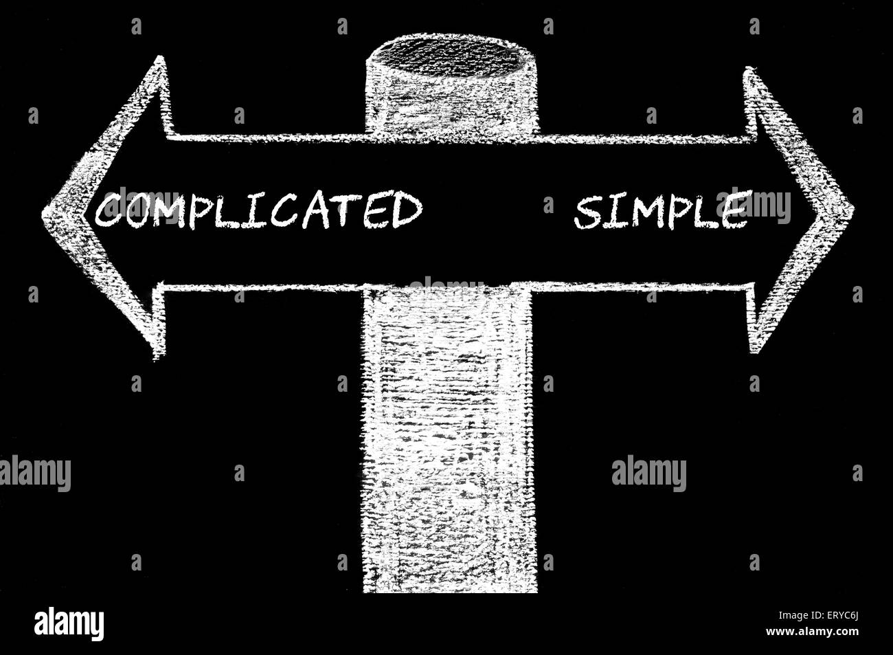 Opposite arrows with Complicated versus Simple.. Hand drawing with ...