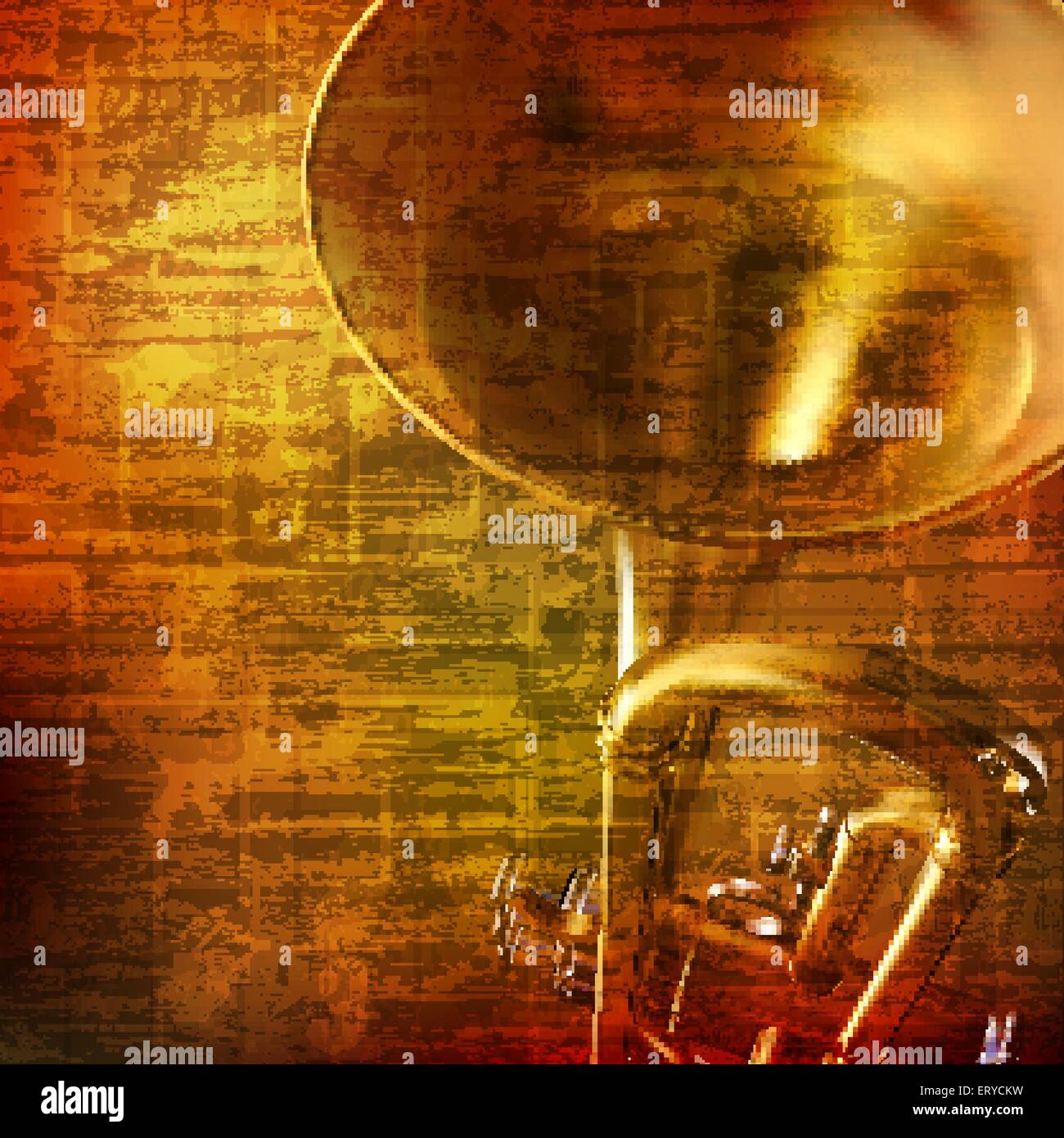 abstract grunge brown vintage music background with trumpet Stock ...