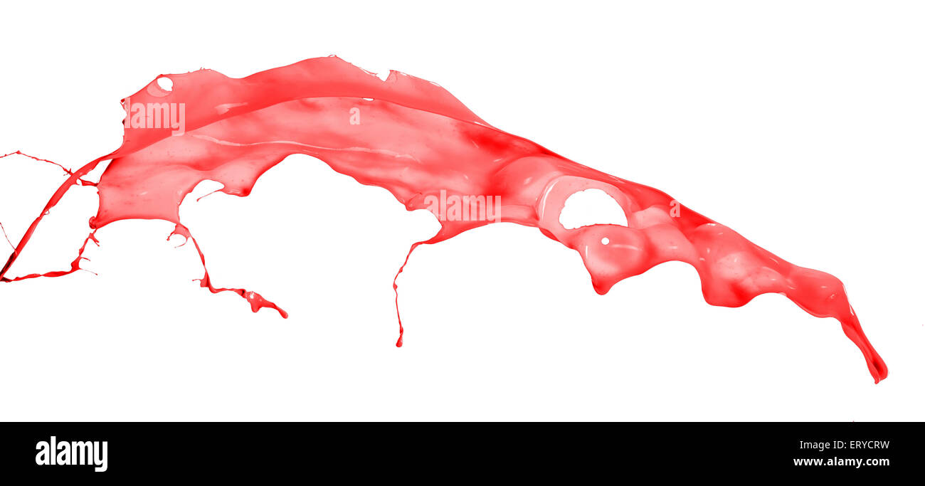 beautiful splashes of red paint isolated on white background Stock ...