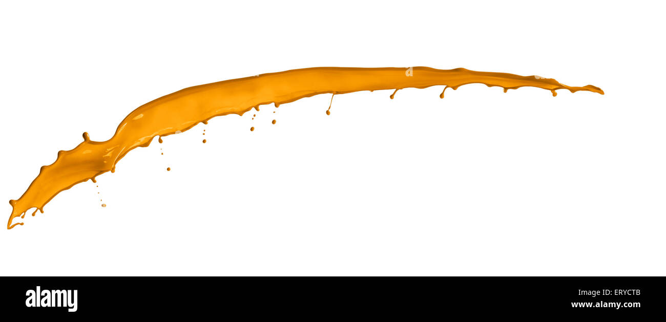 a perfect splash of orange paint isolated on white background Stock ...