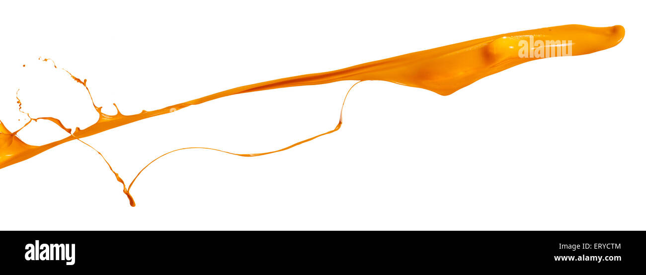 a perfect splash of orange paint isolated on white background Stock ...