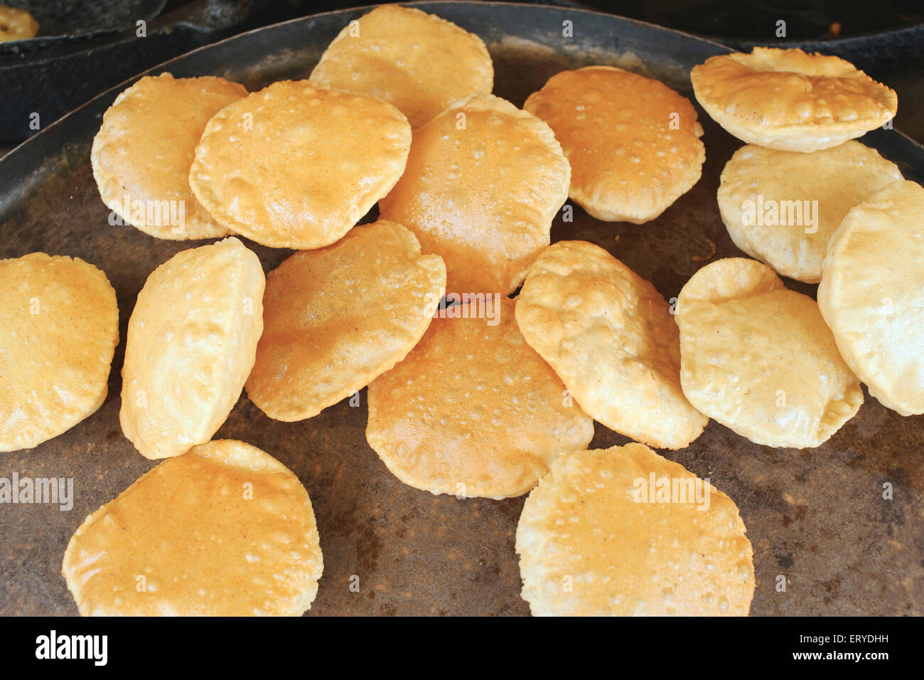 Fried puri breakfast ; Kushinagar ; Uttar Pradesh ; India , asia Stock ...
