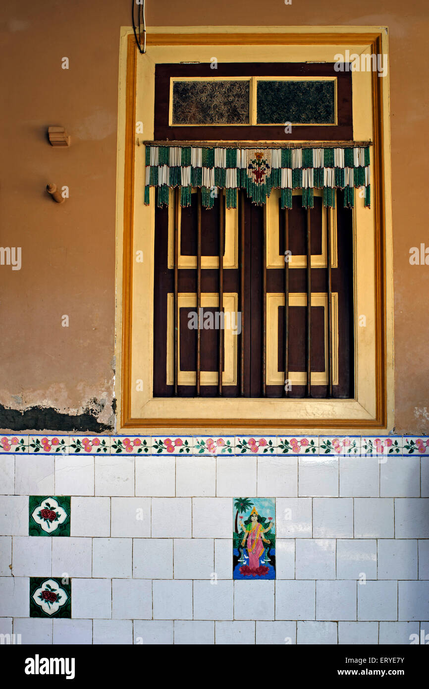 old house window with plastic decorative toran , Mota Devaliya , Babra ...