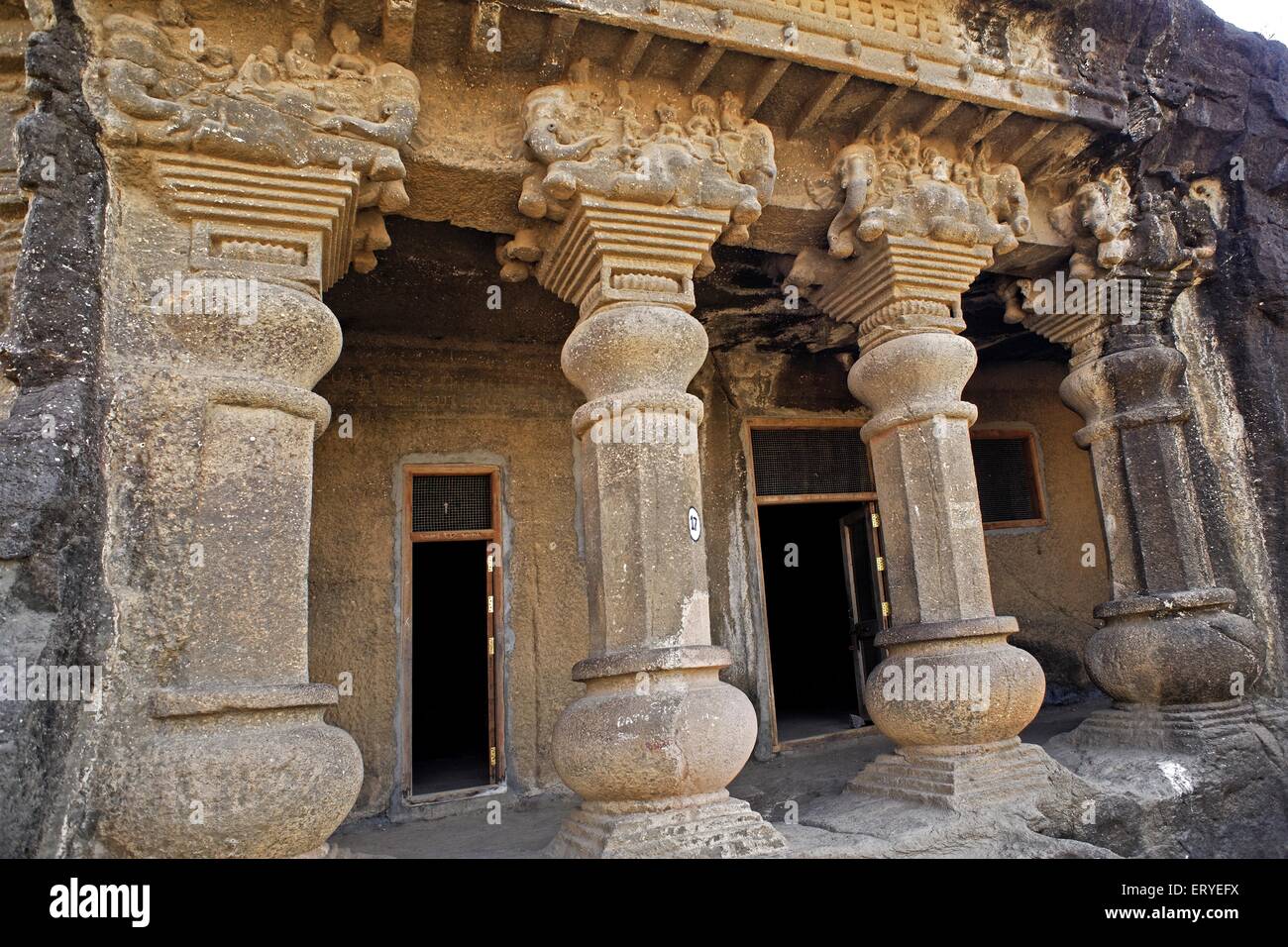 Pillars of cave temple hinyana pandav caves first century BC to second ...