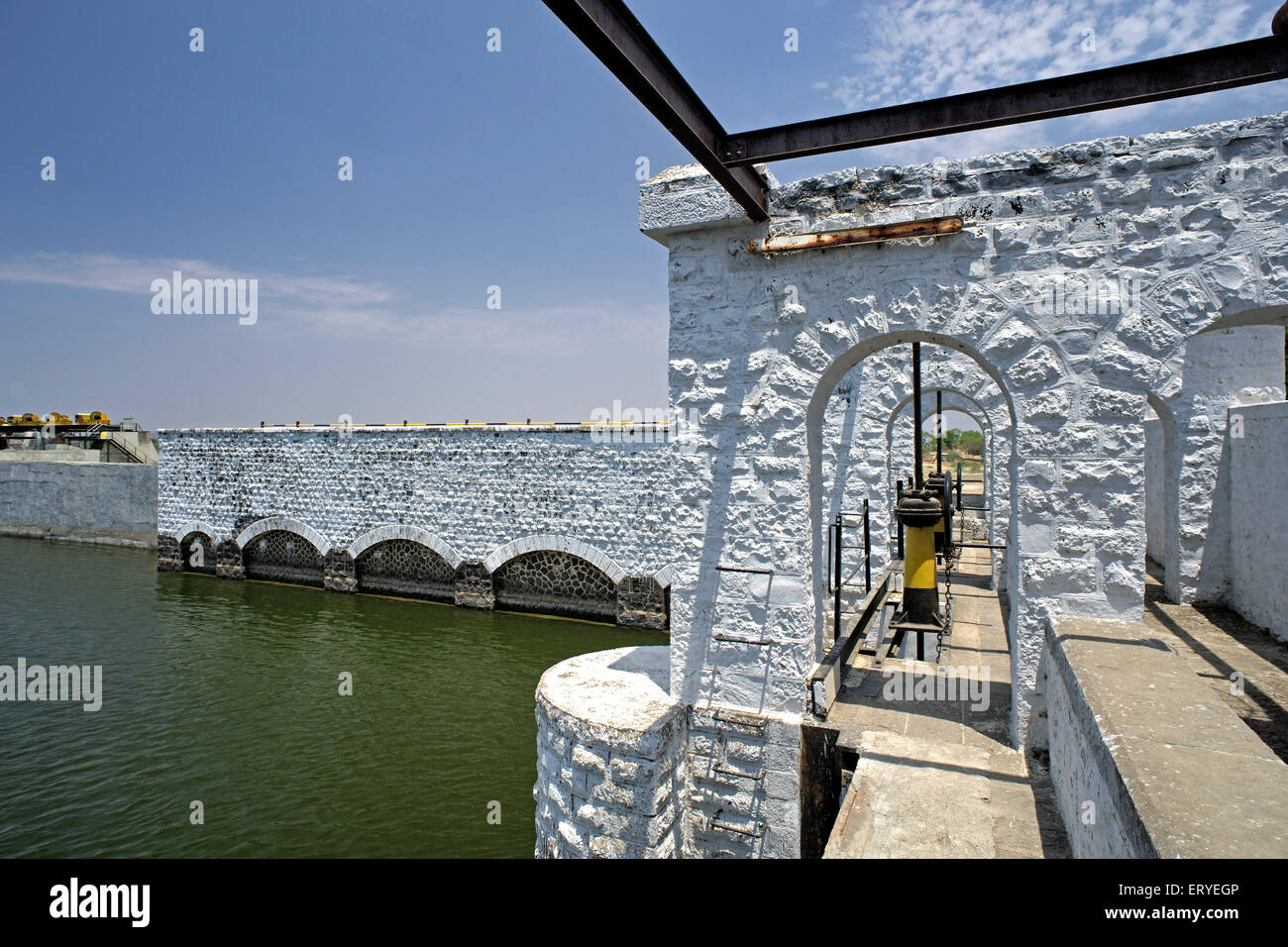 Brick Dam on Godavari river near Nasik ; Maharashtra ; India , asia ...