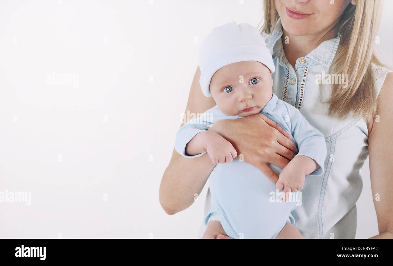 mother and her newborn baby, maternity concept, soft image of beautiful ...