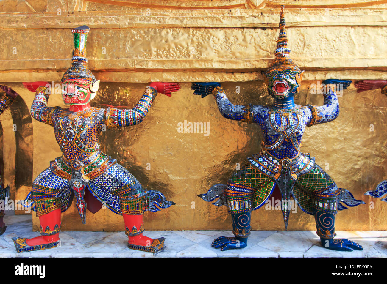 Statue of Yaksa on guard at the Temple of the Emerald Buddha Stock ...