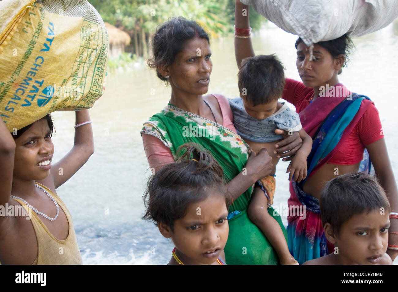 Kosi river flood in year 2008 which mostly made suffered below poverty ...