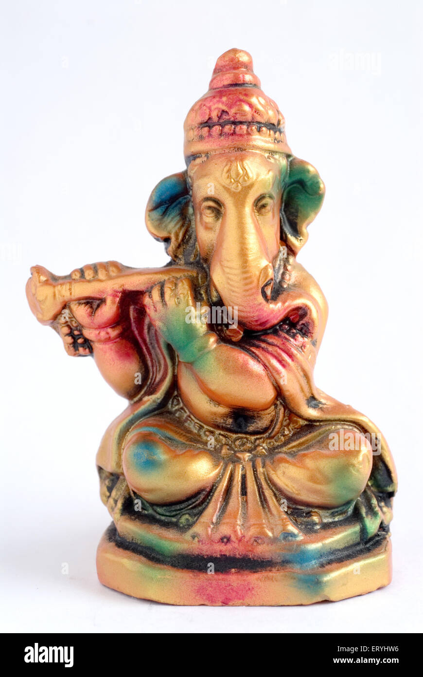 Colourful statue of lord Ganesha elephant headed god playing shehnai ...