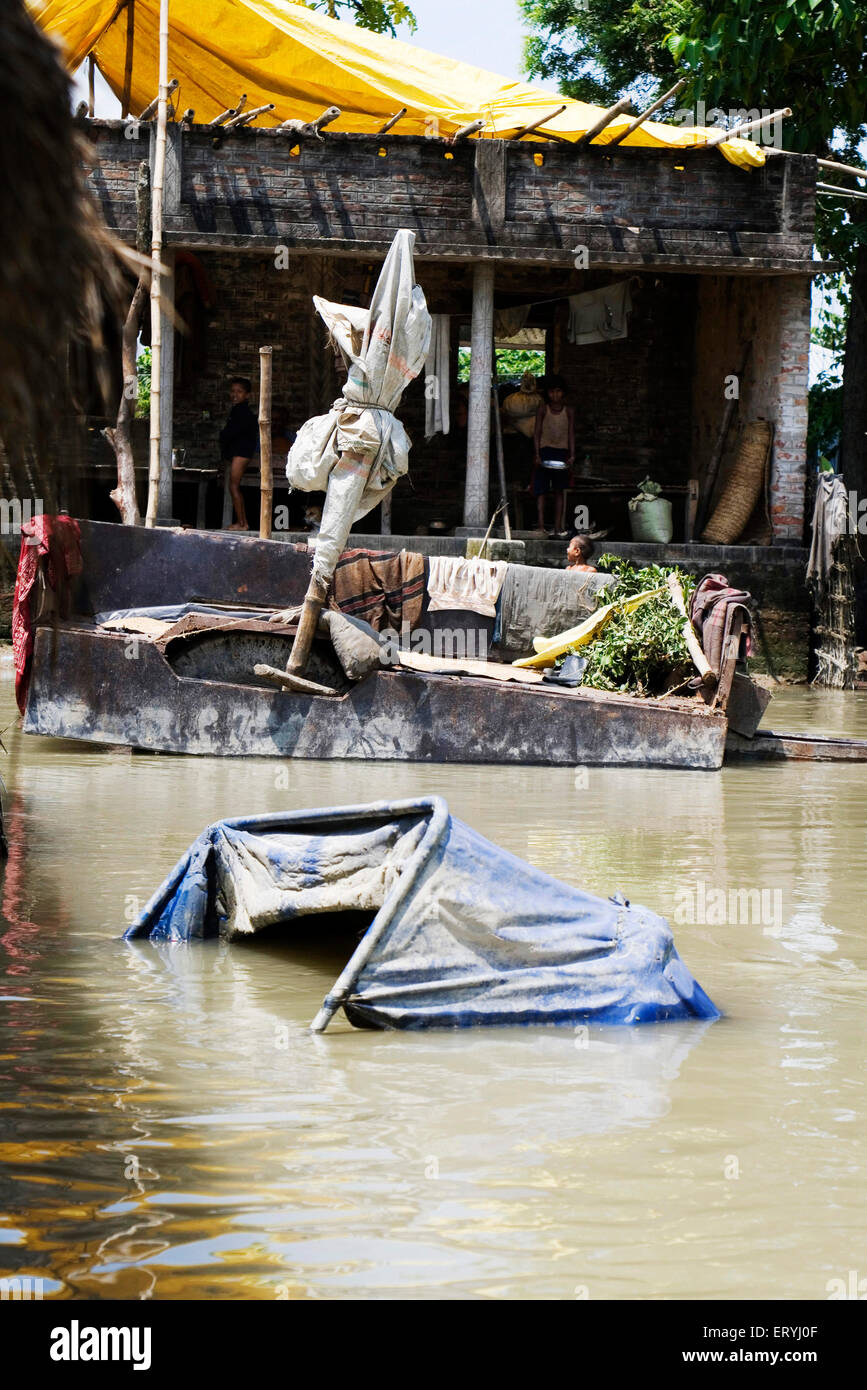 Kosi river flood , Koshi , Purnea , Purnia district , Bihar , India ...