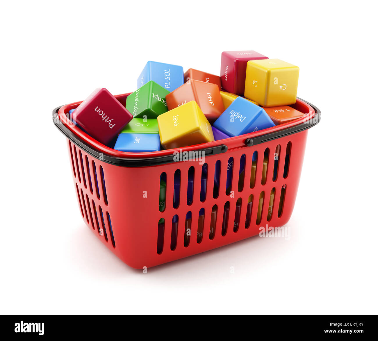 Programming Concept Different Machine Code Languages Colorful Boxes Isolated On White