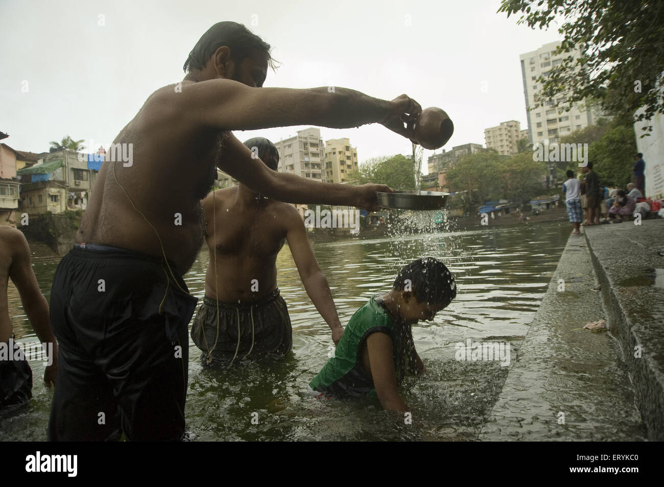 people bathing Banganga pond in mumbai at maharashtra India Stock Photo ...