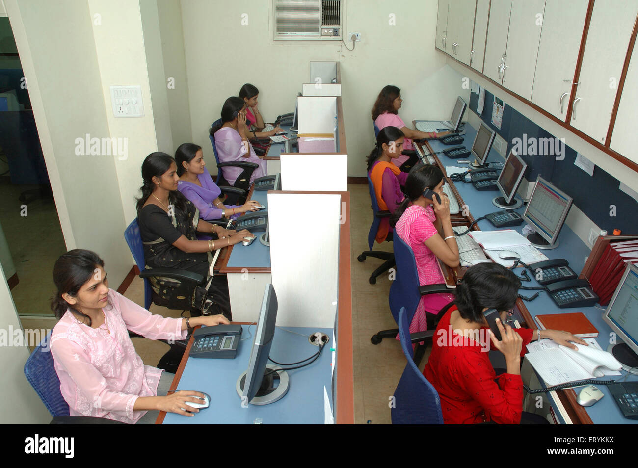 People working on computer Bombay Mumbai Maharashtra India Stock Photo ...