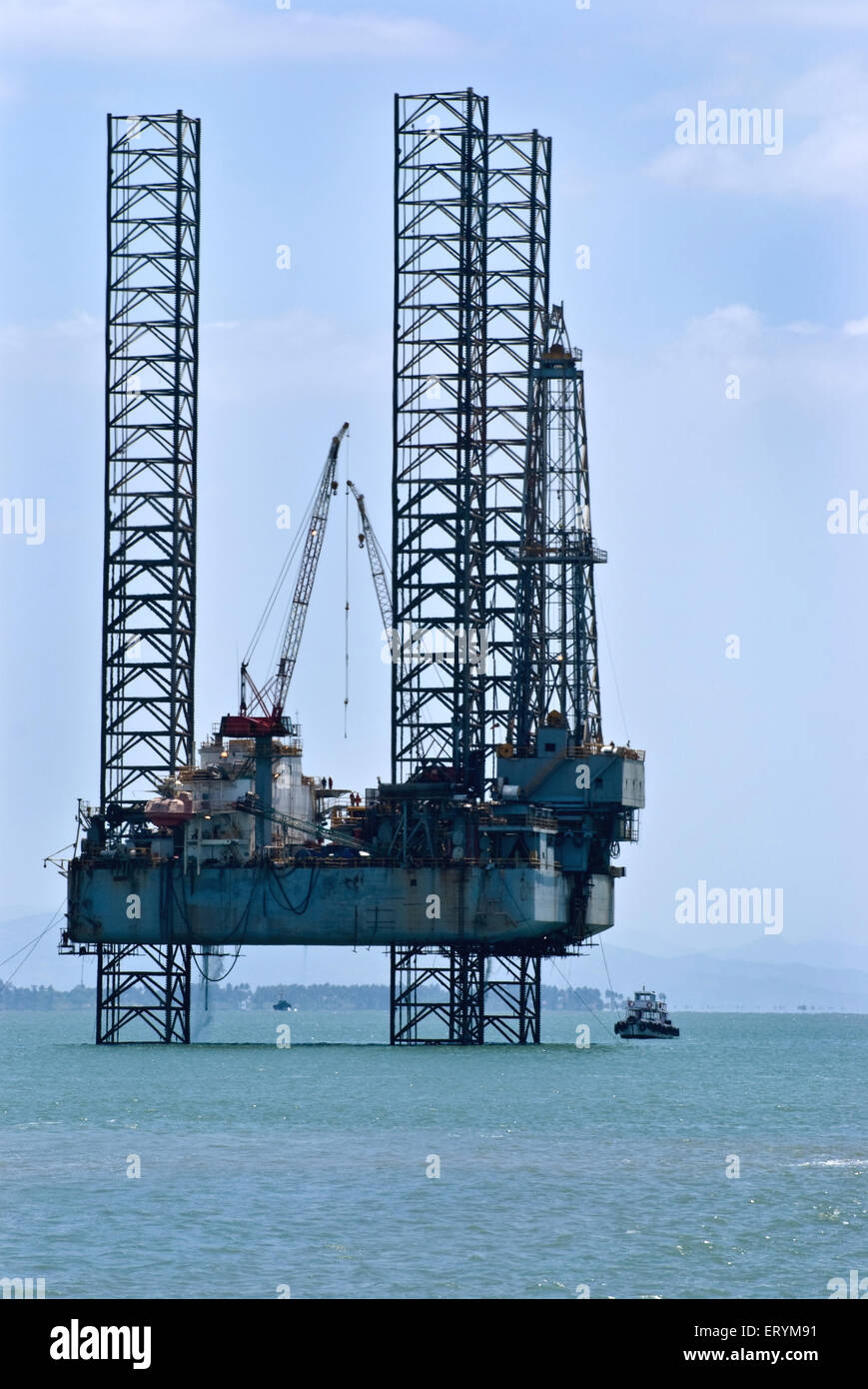 Oil rig in the sea off the coast, Bombay, Mumbai; Maharashtra, India ...