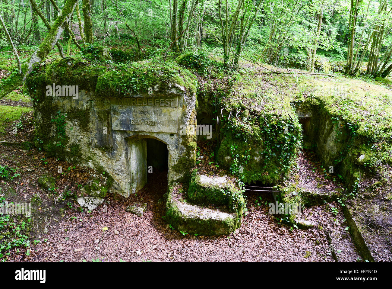 German WWI concrete bunker with original inscription, Ailly Forest ...